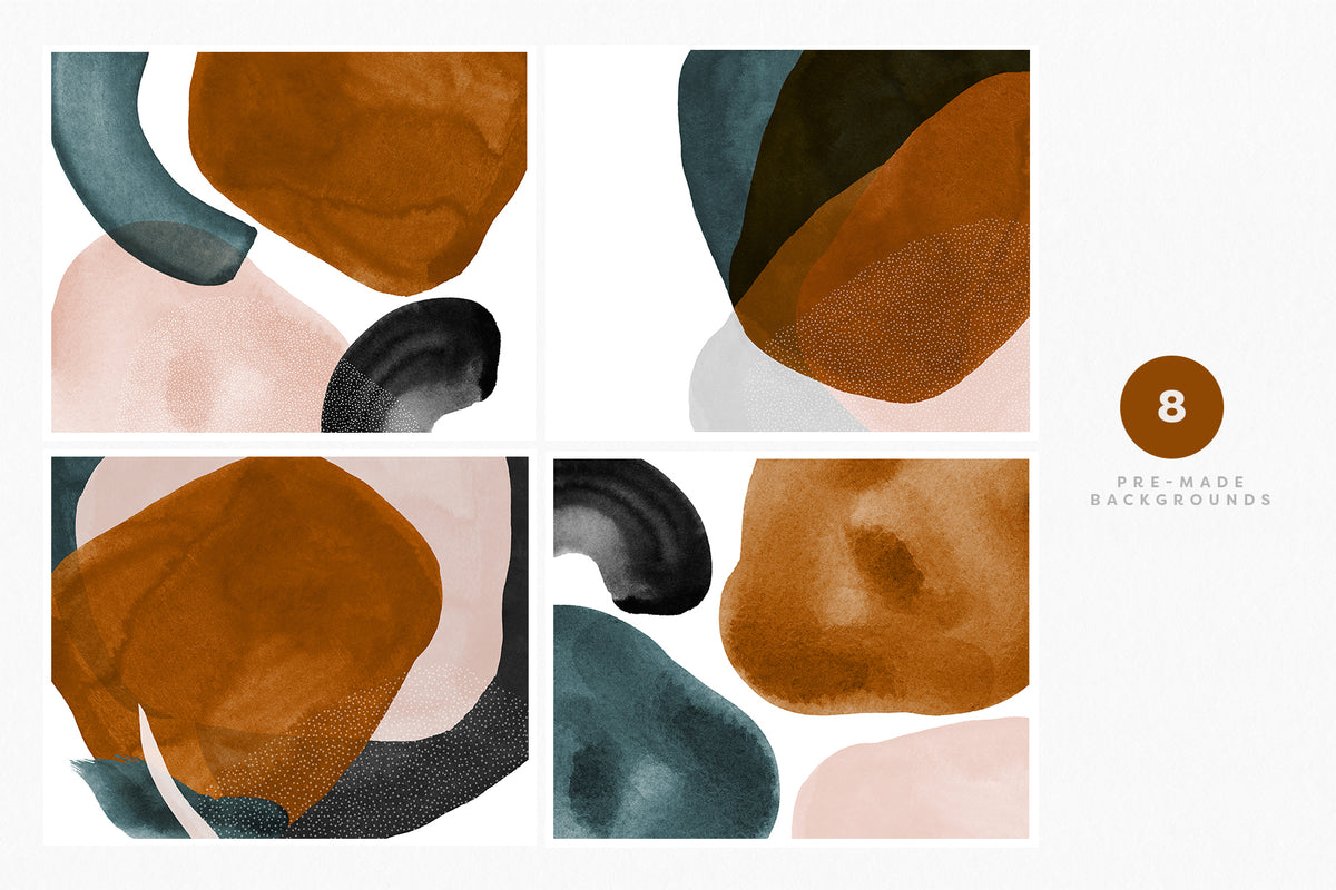 Abstract Watercolor Shapes and Elements – Little Valley Studio