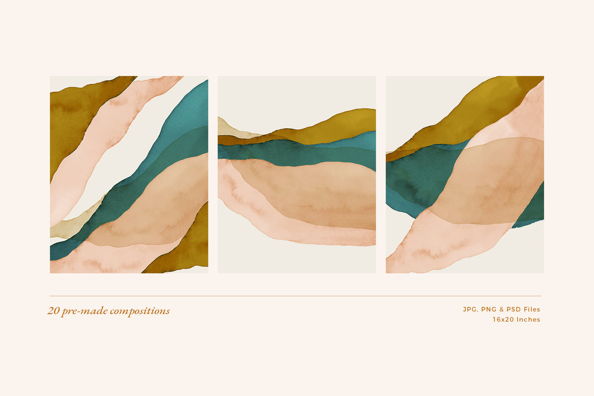 Hand-Painted Watercolor Shapes and Backgrounds – Little Valley Studio