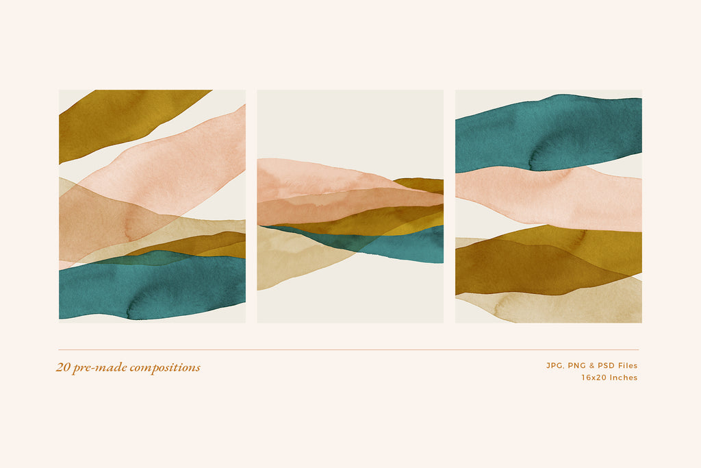 Hand-Painted Watercolor Shapes and Backgrounds – Little Valley Studio